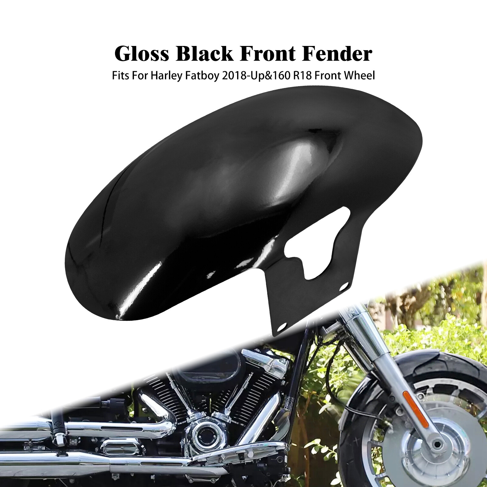 Black Short Metal Front Fender Fit For Harley M8 Softail Fat Boy FLFB ...