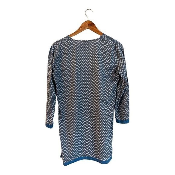 Roberta Roller Rabbit Kurta Small Blue Chevron 100% Cotton Side Slit ...