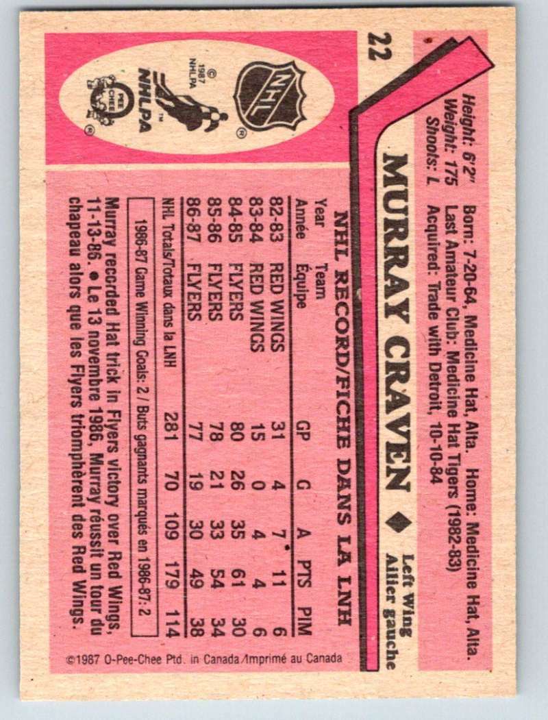 1987-88 O-Pee-Chee - #22 Murray Craven for sale online | eBay