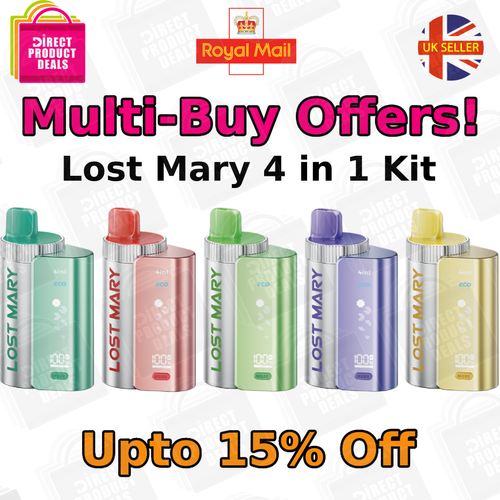 LOST MARY 4in1 2400 Puffs 20mg Rechargeable Pod Vape Kit E-Cig ...