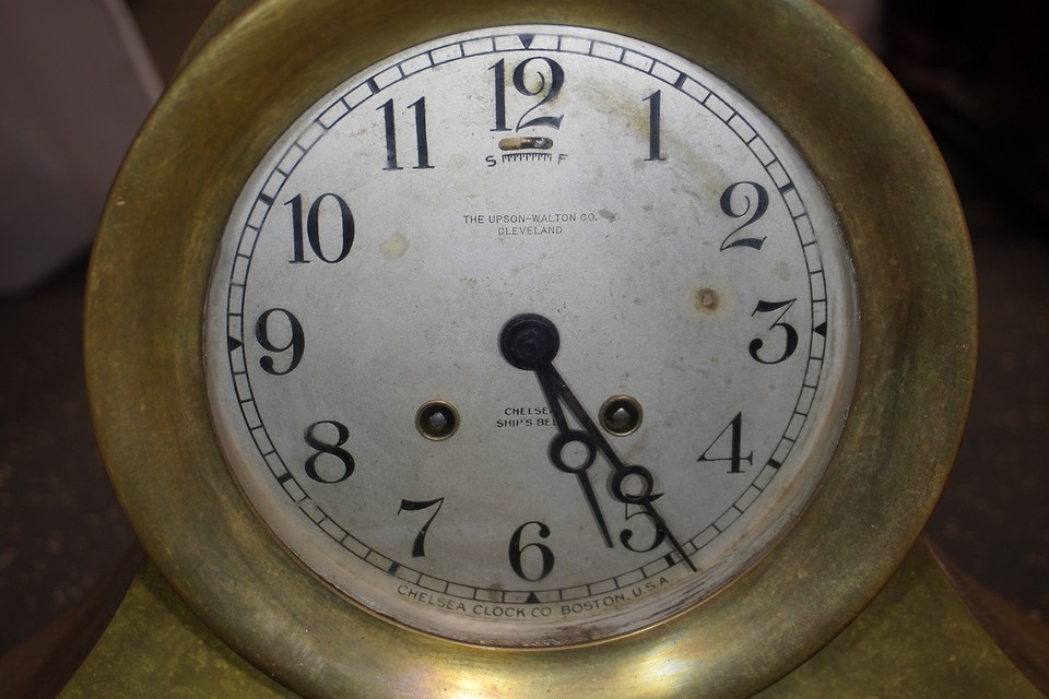Brass Chelsea Ship's Bell Ship Mantel Maritime Clock The Upson Walton ...