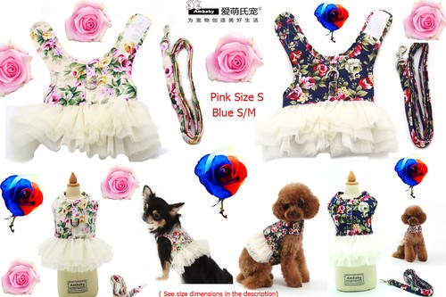 Ambaby Hawaii Floral StyleS/M/L Dog Dress Harness Leash Mesh Puppy Vest ...