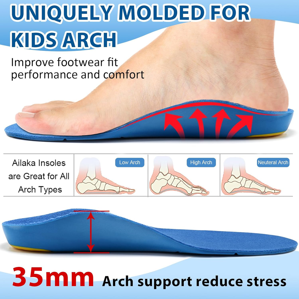 Kids Orthotic Cushioning Arch Support Shoe Insoles, Children Pu Foam ...