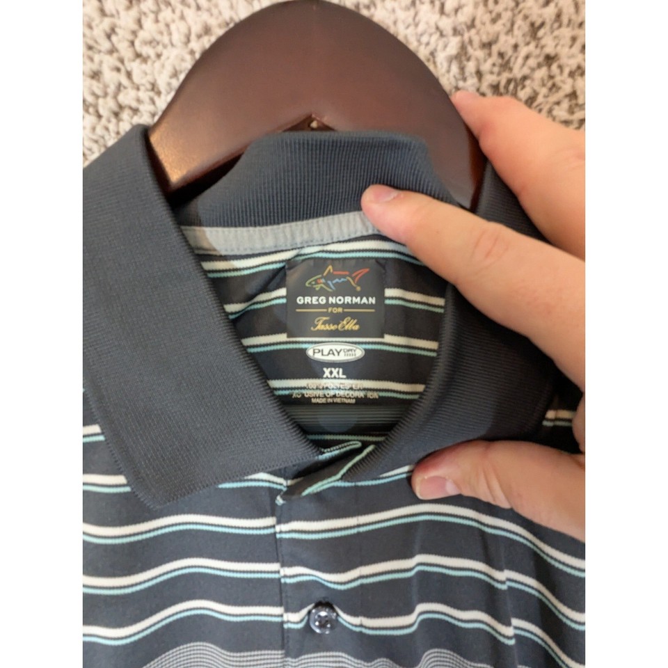 Greg Norman Performance Golf Shirt Men's XXL Polo Navy Blue and White ...