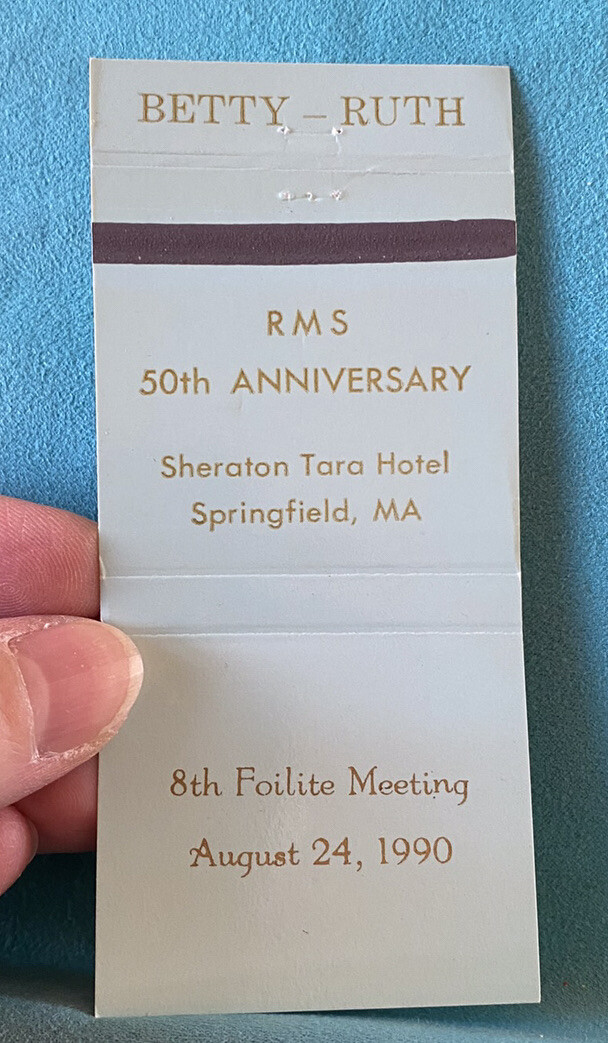 Matchbook Cover RMS50th Anniversary Sheraton Tara Hotel Springfield MA ...