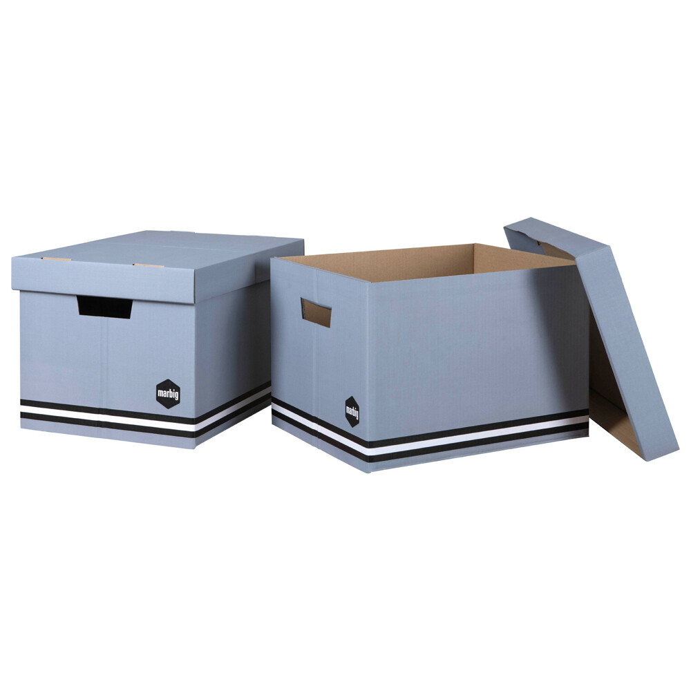 2pc Marbig Sto-Aways 41cm Kraft Archive Box Storage Organiser w/ Lid ...