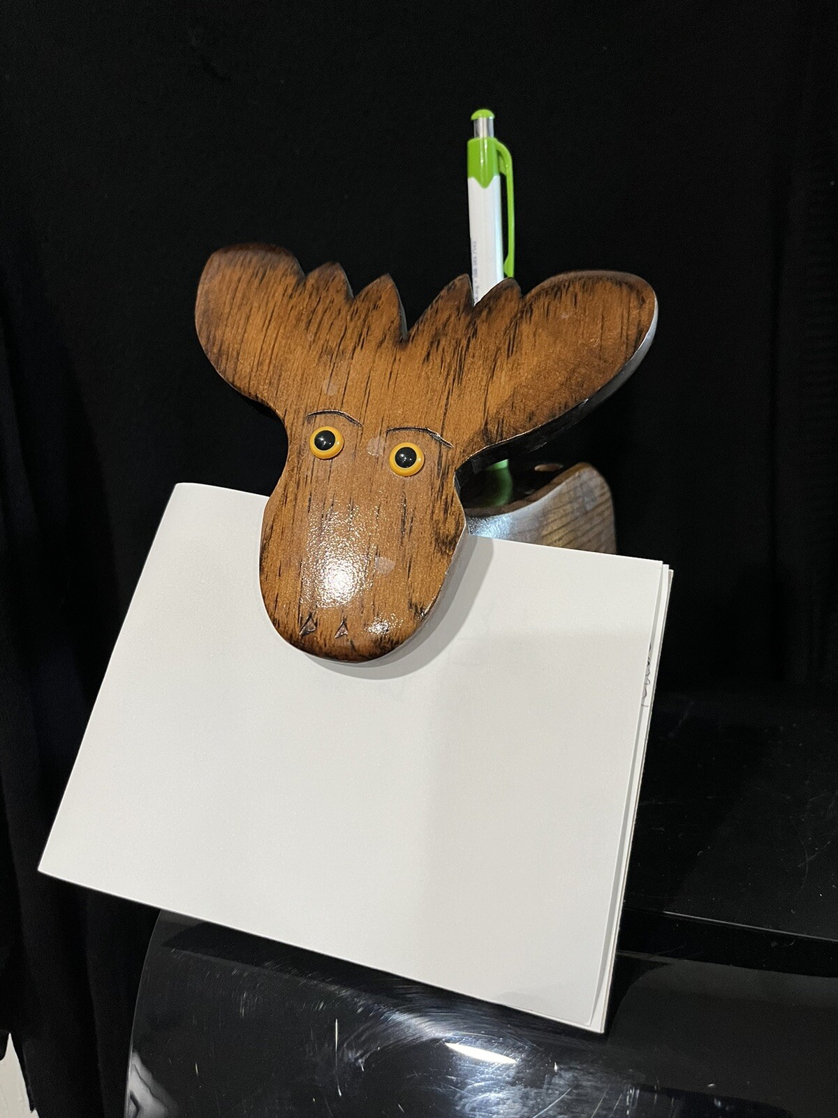 Wood Moose Recipe/ Note Holder With Pen Slots | eBay