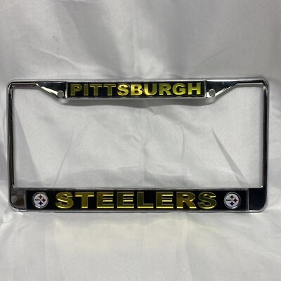 Pittsburgh Steelers Chrome & Yellow license plate frame No Wrapper | eBay