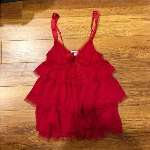 NWT Vintage Victoria’s Secret Lace Ruffle Red Tiered Lingerie Tank Top ...