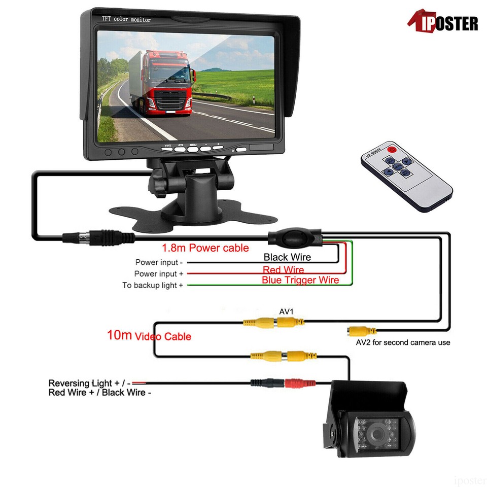 7" Monitor+24v/12v CCD IR Reversing Camera Car Caravan Truck Night ...