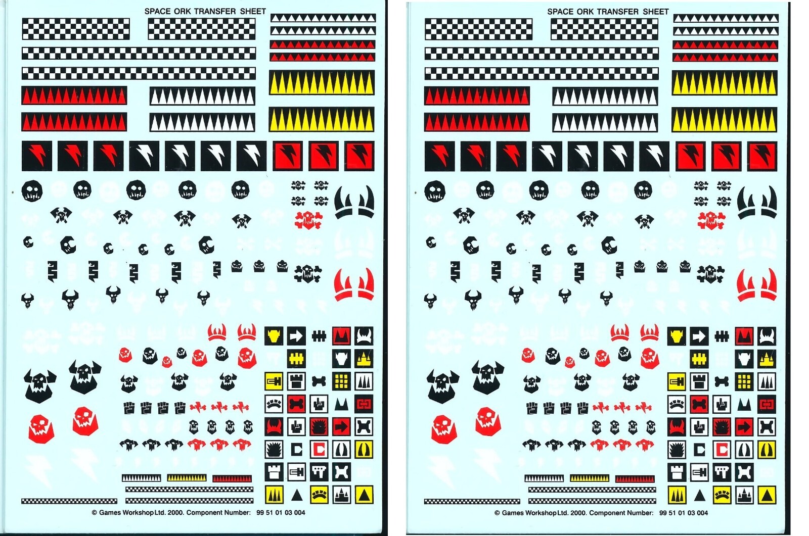 Warhammer 40k Space Ork Orks Transfer Sheet - 2 SHEETS | eBay