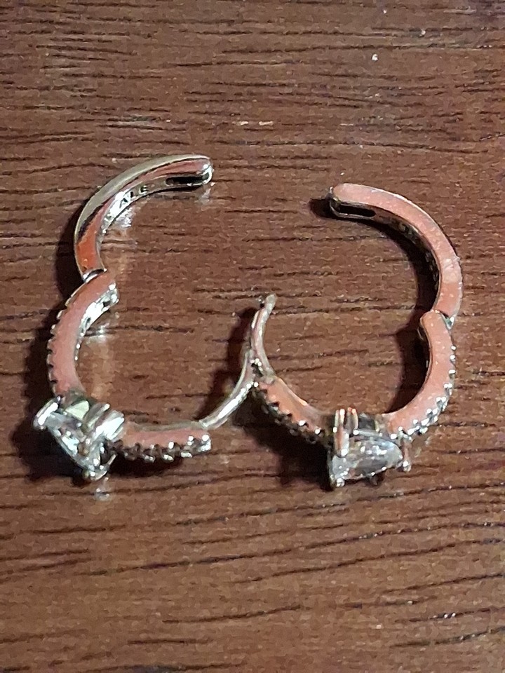 New 100% Authentic PANDORA 925 Ale Sparkling Heart Hoop Earrings ...