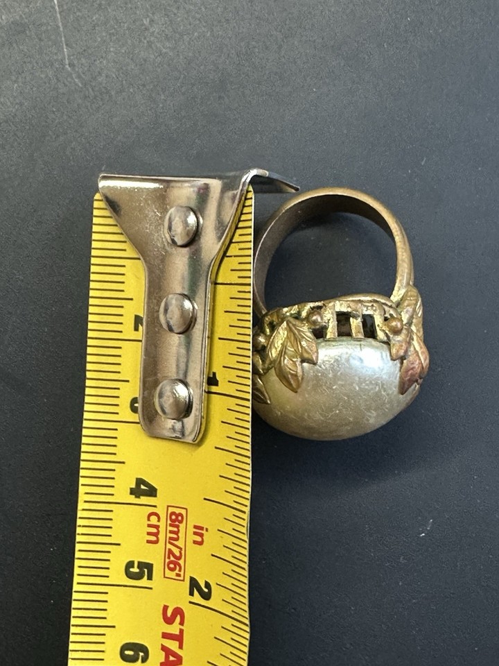Antique Victorian Gold Gilt Ring Large Rock Crystal Cabochon Leaf Mount ...