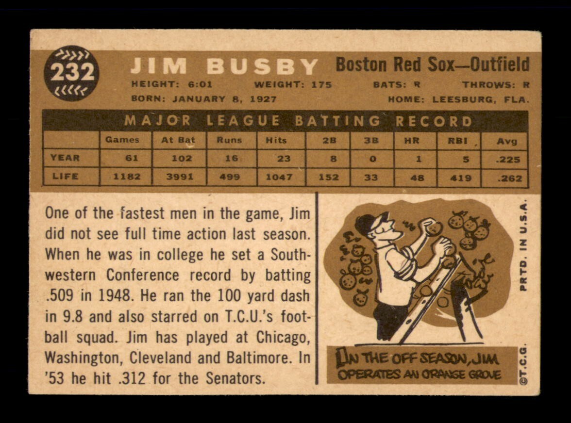 1960 Topps Set Break #232 Jim Busby EX *OBGcards* | eBay