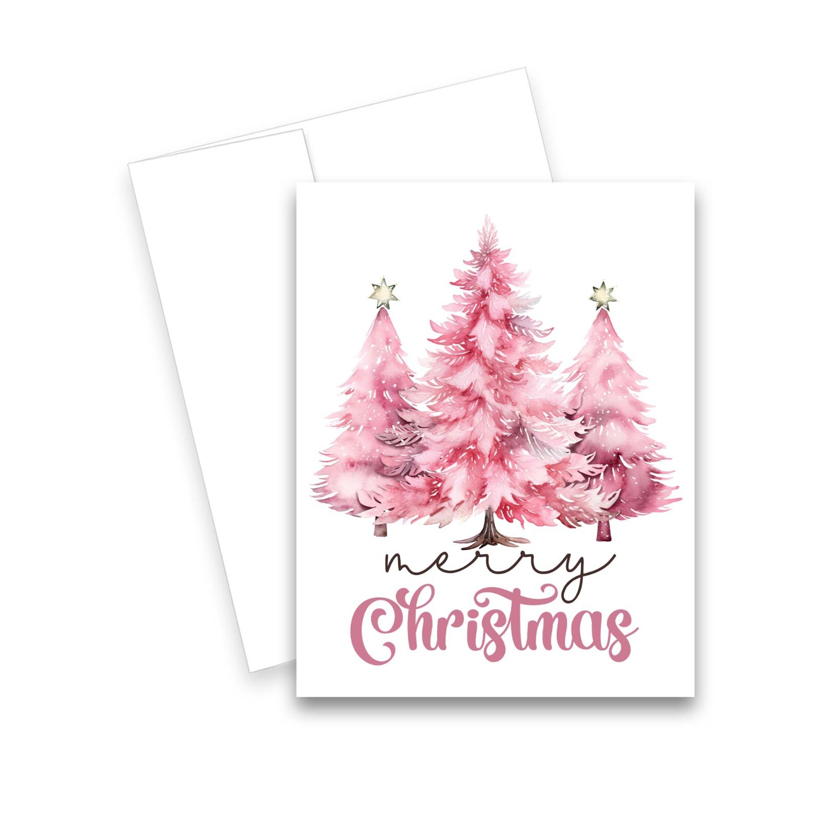 Pink Merry Christmas Greeting Cards with Envelopes, Set of 25 Christmas ...