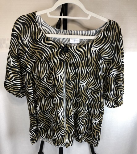 Jaclyn Smith 1x Women’s Tiger Print Short Sleeve Overlay Top Round Neck ...