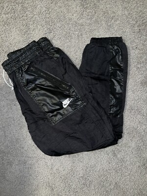 Nike Drawstring Black Track Warmup Nylon Pants Womens Size Small Pre ...