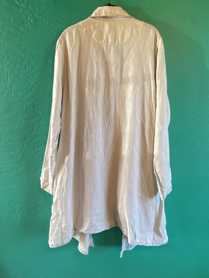 Cynthia Ashby Cream Linen Jacket Large Asymmetrical Hem NWT | eBay