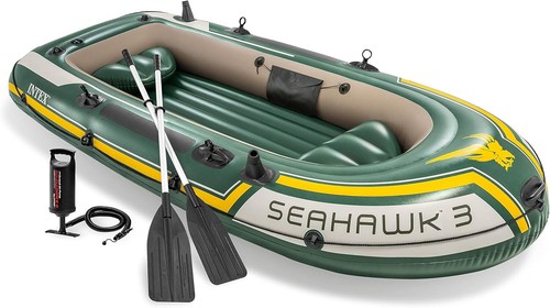 Intex Seahawk 3 Person Inflatable Rafting Boat Set with Aluminum Oars ...