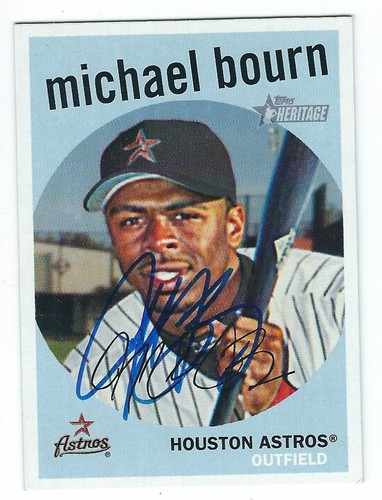 Autographed 2008 Topps Heritage Michael Bourn Houston Astros card #344 ...