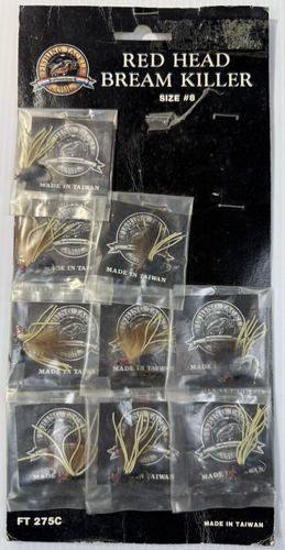 9 Red Head Bream Killers Fly #8 weighted Hook Flies FT275C Fishing Lure ...