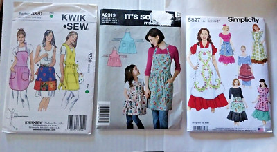 Lot 3 Apron Patterns Simplicity 8827 Kwik Sew 3320 It's So Easy 2319 Sz ...
