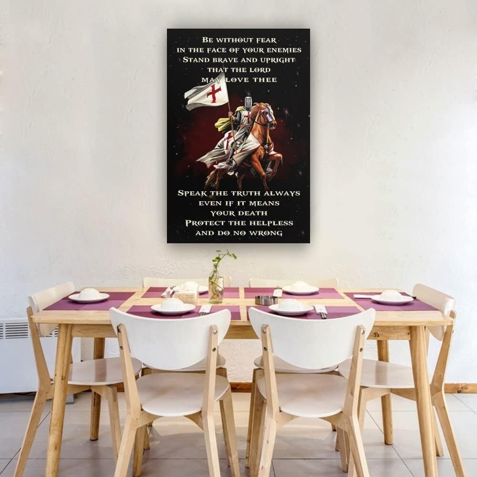 Knight Templar Poster Canvas Motivational Quotes Wall Art Vintage ...
