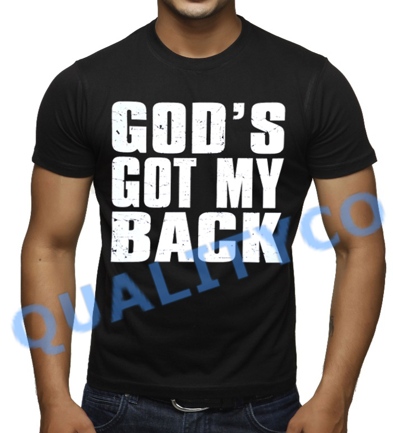 Men's God's Got My Back Black T Shirt Beast MMA Fitness Workout Muscle ...