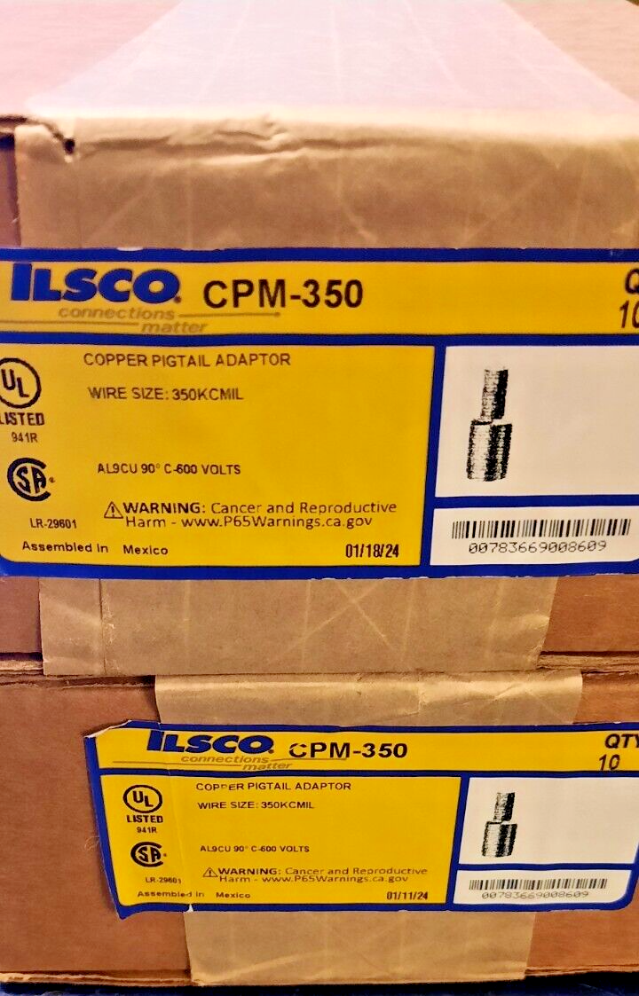 Ilsco CPM-350 Terminal Plug, Copper, 350 MCM, CU/AL Rated - #4/0 Pin ...