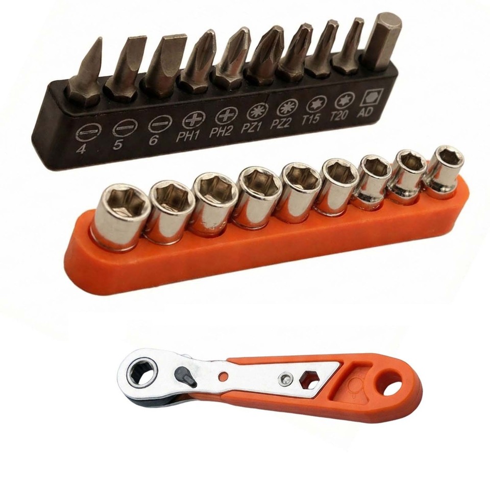 Ratchet Screwdriver Set 1/4 Inch 5-13mm with Cross Bits for Precision ...