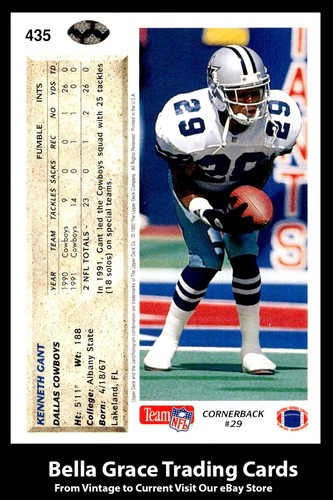1992 Upper Deck Kenneth Gant #435 Dallas Cowboys Rookie NFL Football | eBay