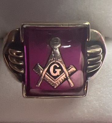 Vintage 10 Kt Yellow Gold Synthetic Ruby Masonic Ring😊 | eBay