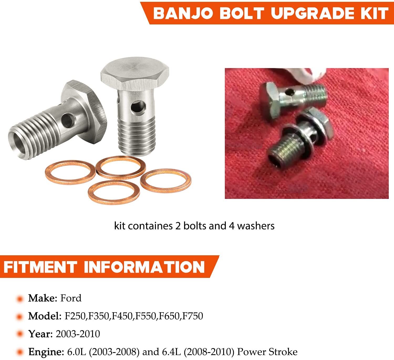 Fuel Banjo Bolt Ultra High Flow Upgrade Kit for Ford 6.0L & 6.4L ...