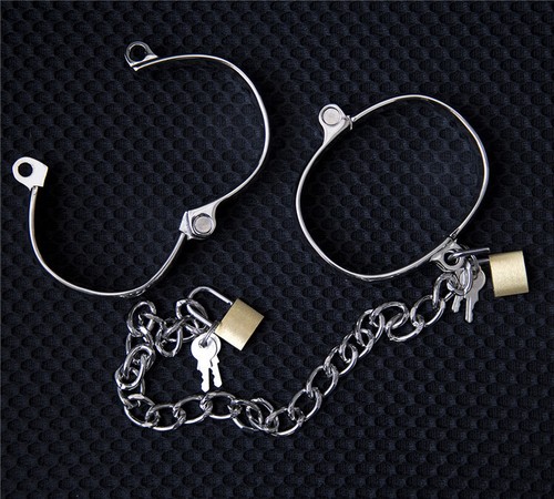 Bondage Metal Handcuffs Ankle Cuffs with Chain Lock Restraint Wrist ...