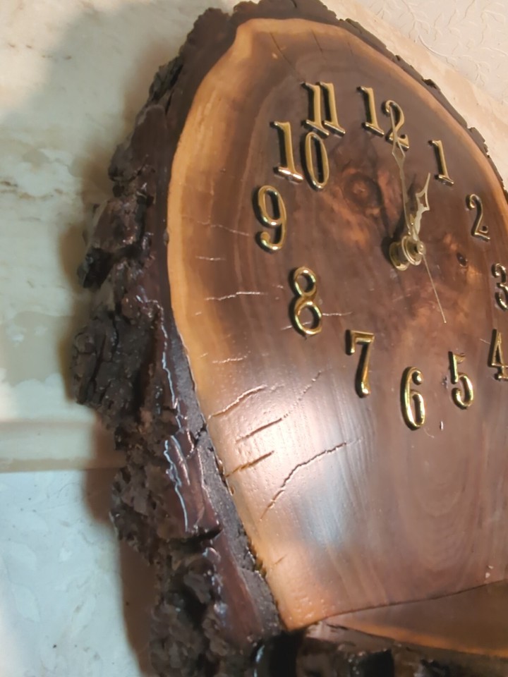 Vintage Live Edge WALL CLOCK Natural Solid Wood Slab Rustic Tree Slice ...