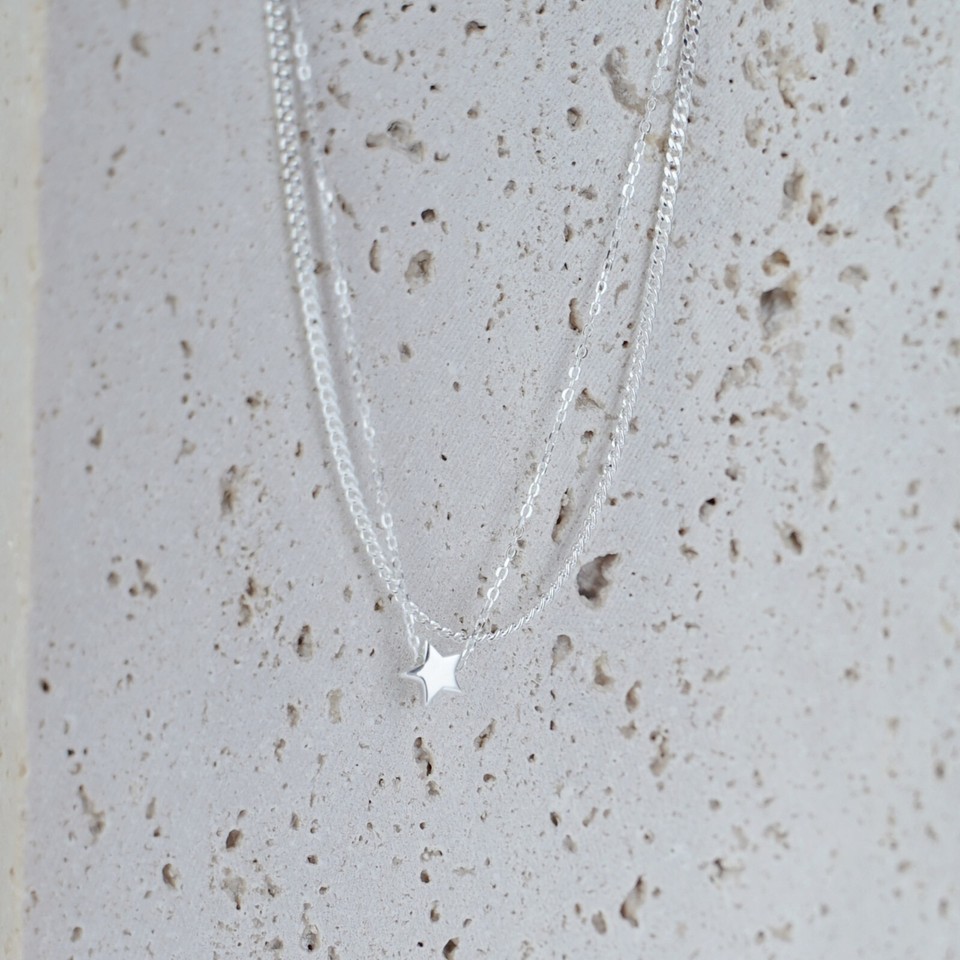 Sterling Silver Double Layer Movable Star Curb Trace Chain Anklet 19 ...