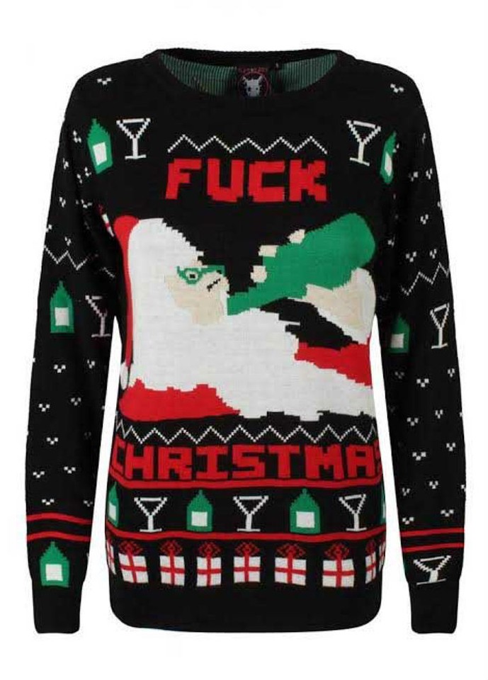 TOO FAST TATTOO DRUNK SANTA CLAUS CHRISTMAS EMO SWEATER ROCKABILLY UGLY ...