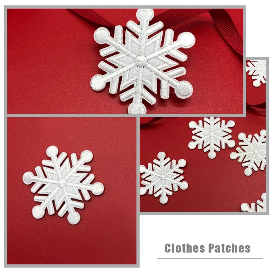 10 Pcs Snowflake Sew on Patches Clothing Accessory Embroidered Vintage ...