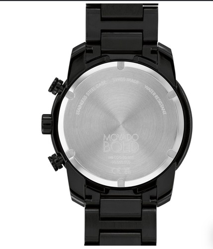 Movado BOLD Verso Chronograph Black Ion-Plated Bracelet Watch | 44mm ...