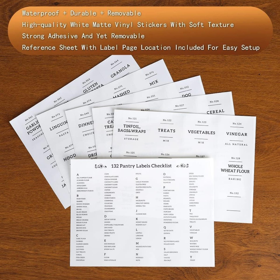 2 Pack Square Glass Flour and Sugar Containers with 132 Kitchen Pantry ...