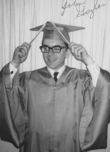 *Creased Writing 1960s Graduation Portrait Young Man Cap Gown | eBay
