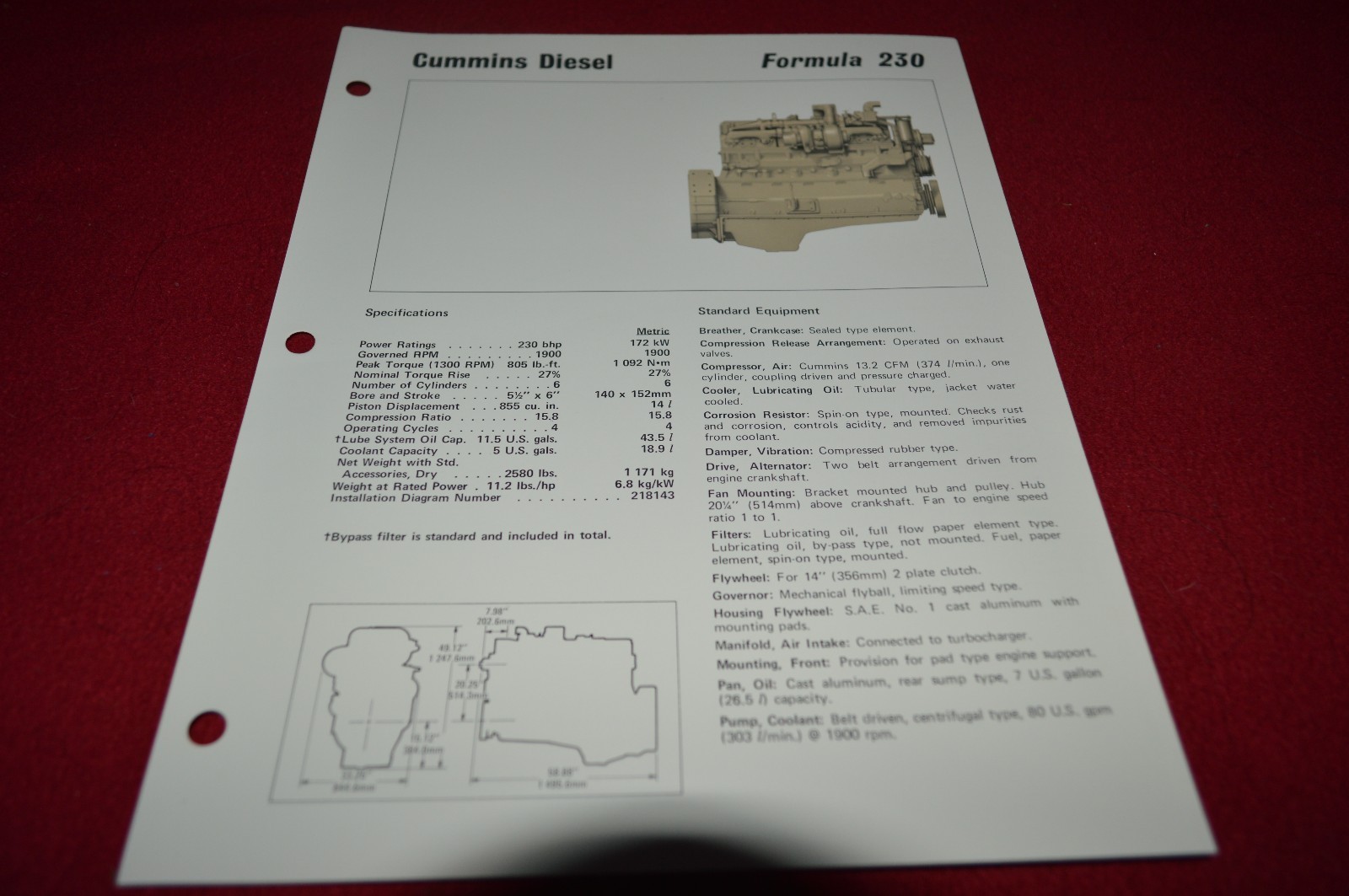 Cummins Formula 230 Diesel Engine Dealer Brochure DCPA8 | eBay