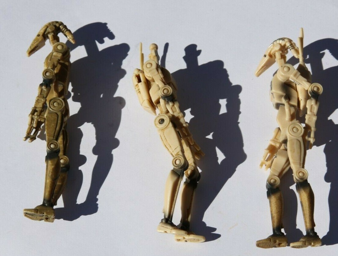 Star Wars 1999 BATTLE DROID Lot (dirty, clan, shot), HASBRO Episode 1 ...