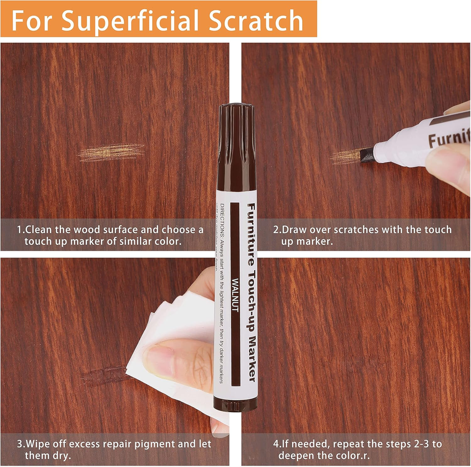 Wood Furniture Repair Kit - 40 Pcs Wood Filler, Touch up Markers with ...