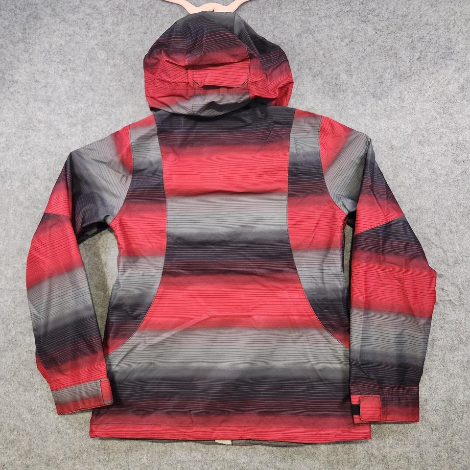 Burton 2.5L Gleam Jacket Womens Large Red Gray DRYRIDE Hooded Snowboard ...