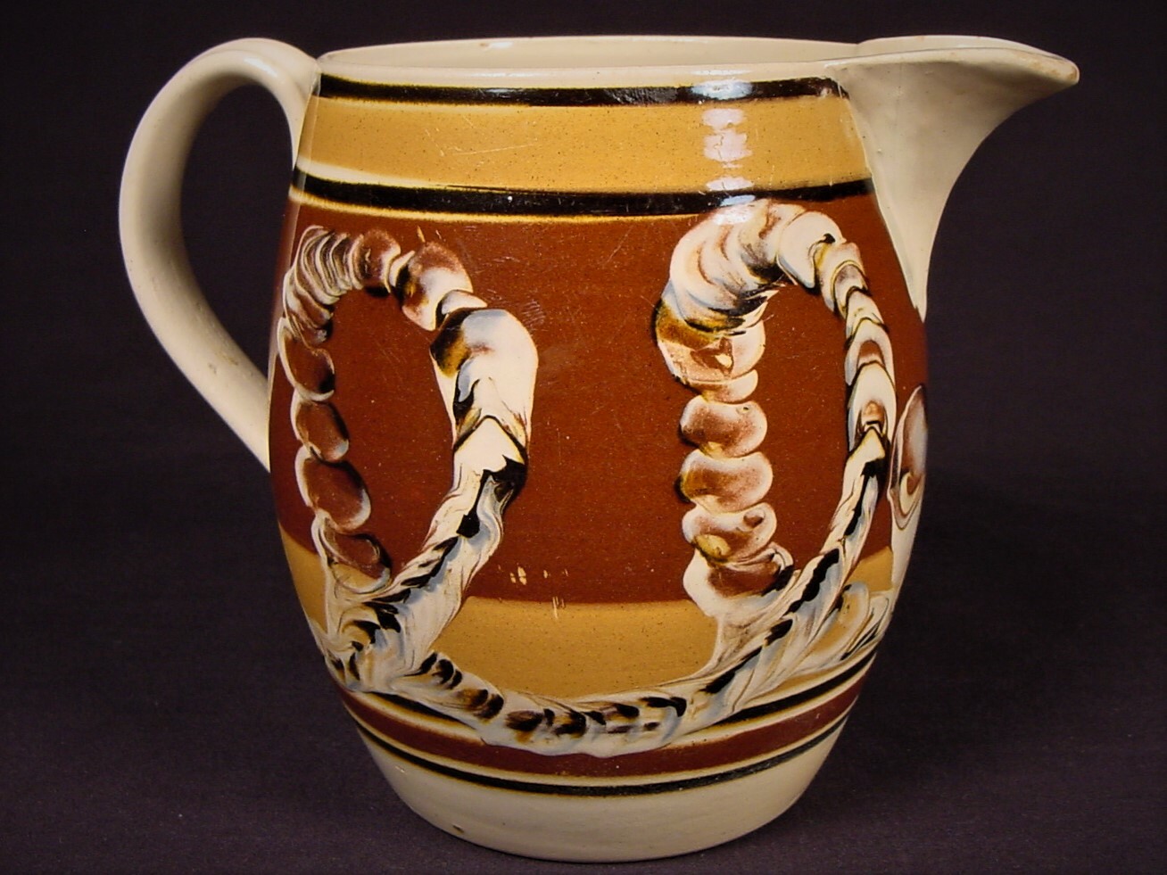 RARE EARLY 1800s CABLE PITCHER MOCHA WARE MOCHAWARE PEARLWARE ...