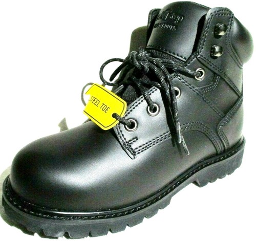NEW Safe T step 7 W, wide Black lace up steel toe slip resistant work ...