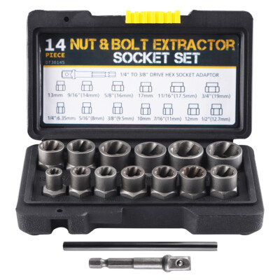 15PC Impact Damaged Bolt Nut Screw Remover Tool Socket Threading ...