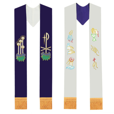 Christian Embroidery Reversible Priest Stole Catholic Pastor Clergy ...