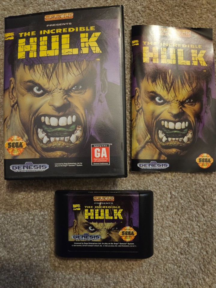 The Incredible Hulk (Sega Genesis, 1994) Authentic Game Cartridge, CIB ...